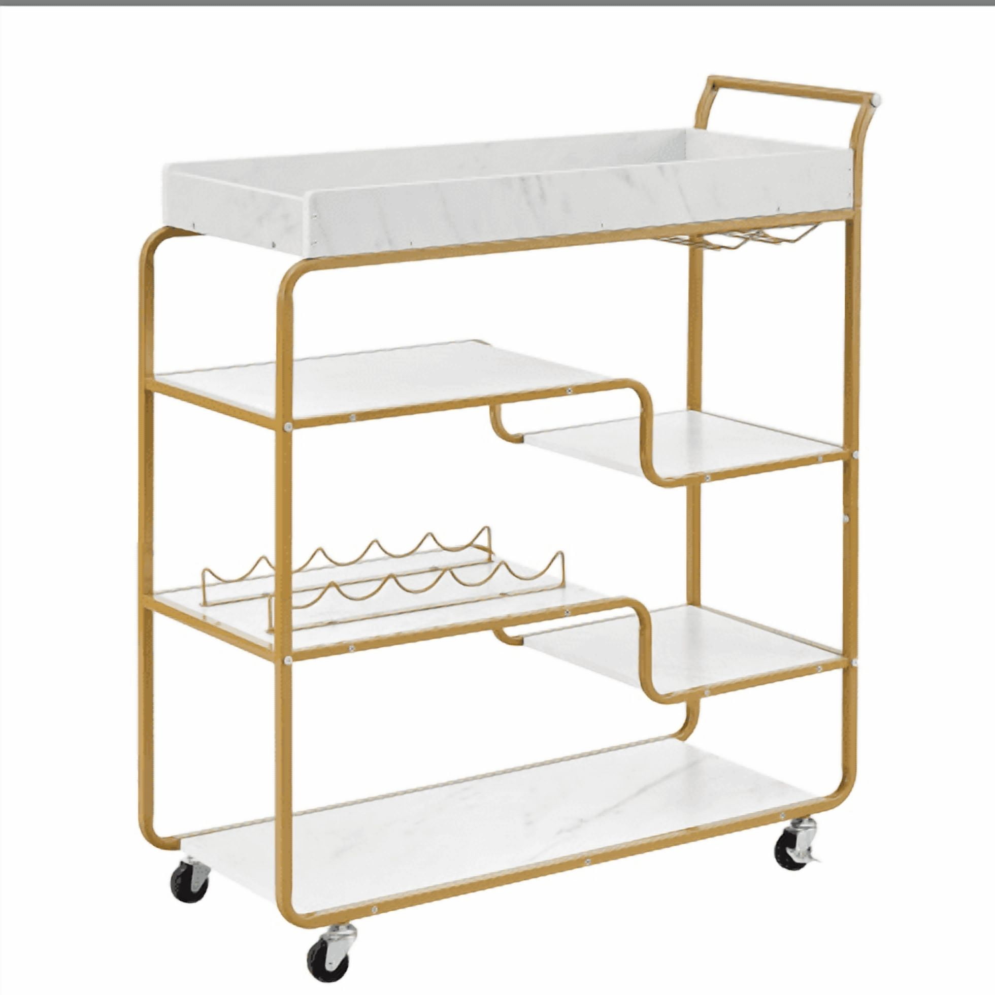 6-Tier Bar Cart, Slide Bar Serving Cart, Retro Style Wine Cart For ...