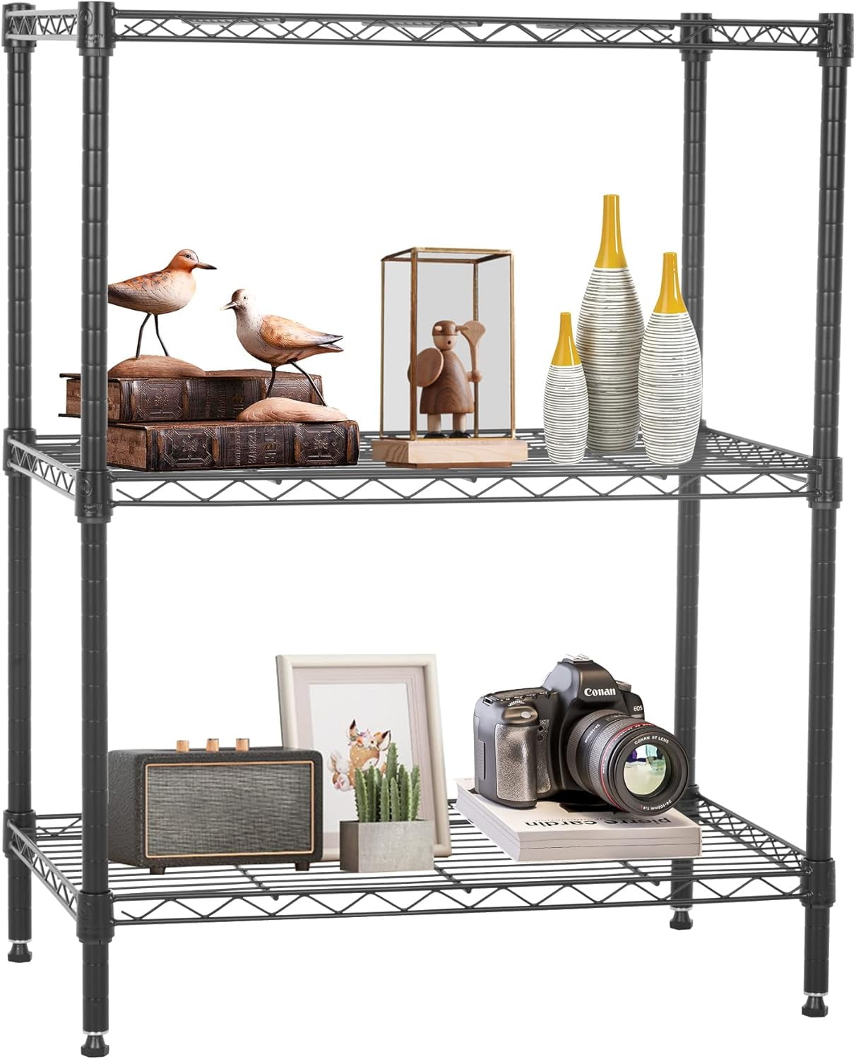 6-Tier Black Metal Wire Shelving Cart | 2100Lbs Heavy Duty Rolling ...