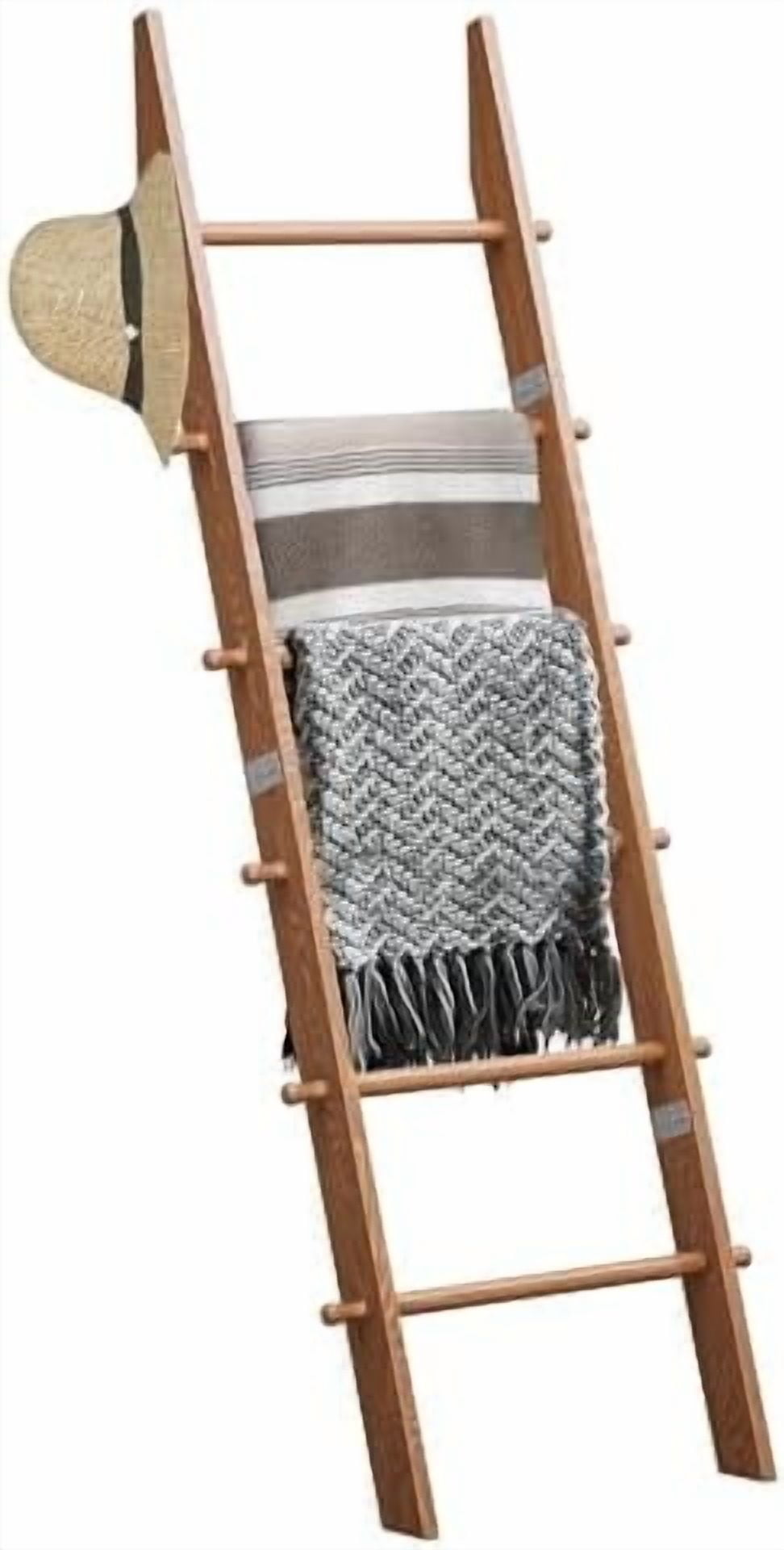 6-Tier Blanket Ladder with Hanging Knobs,5.5 Ft Wall Leaning Blanket ...