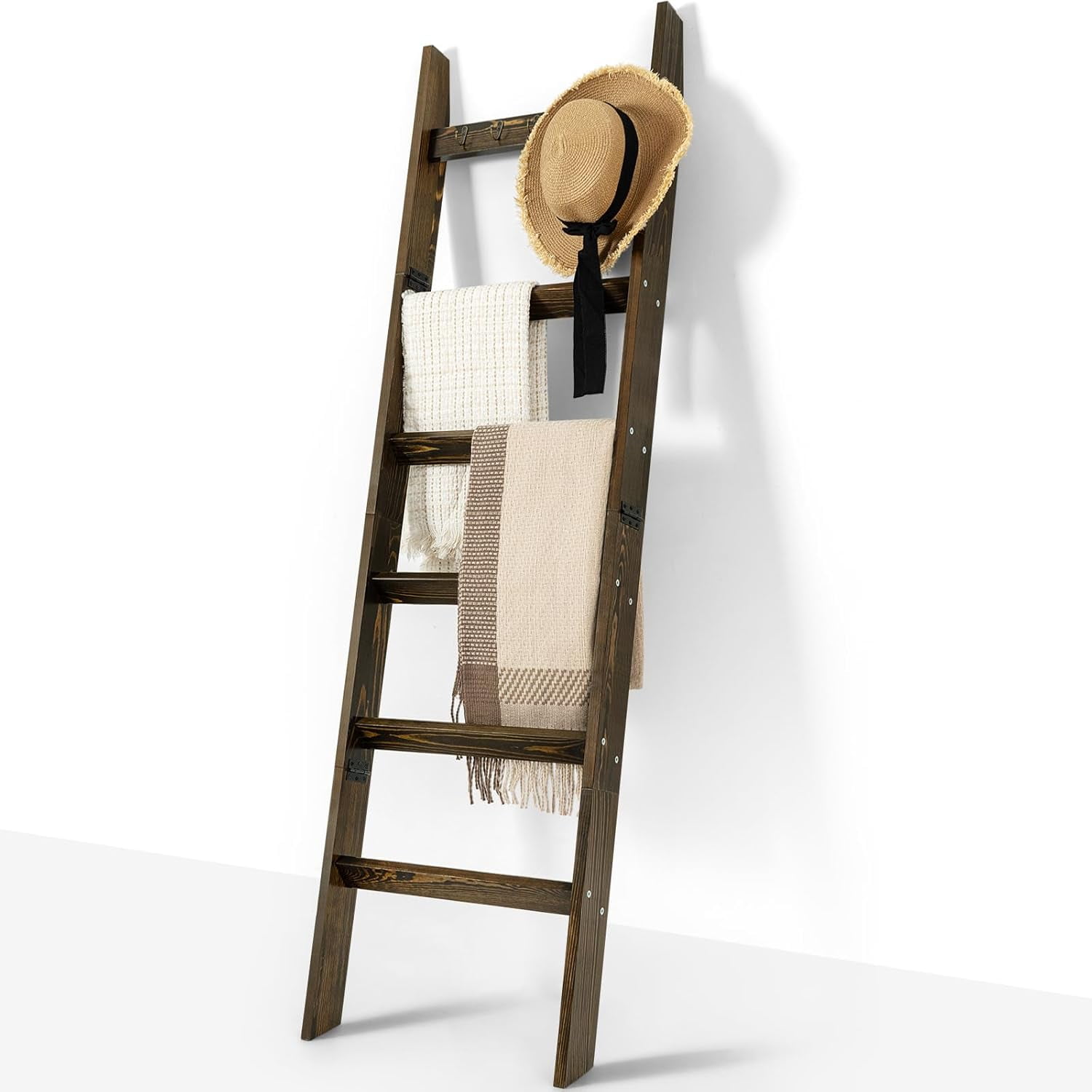 6-Tier Blanket Ladder for Living Room and Bedroom,5.4 Ft Wall Leaning ...