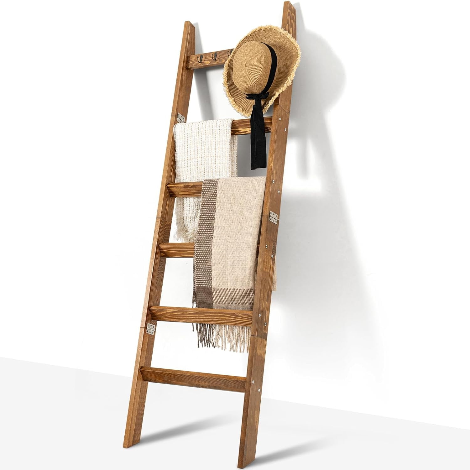6-Tier Blanket Ladder for Living Room and Bedroom,5.4 Ft Wall Leaning ...