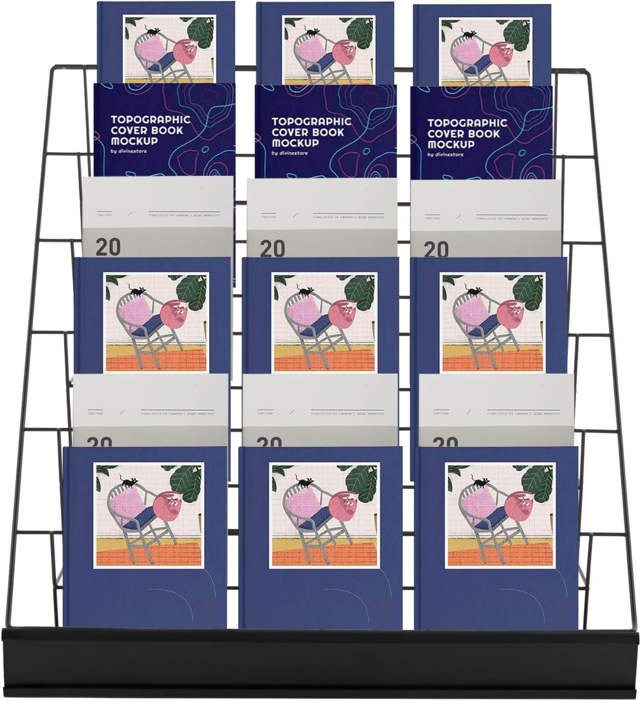 6 Tier Book Display Rack, Comic Book Display Wire Rack Greeting Card ...