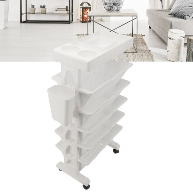 6 Tier Book Rack Storage Bookshelf, Removable Movable Rolling Book Cart ...