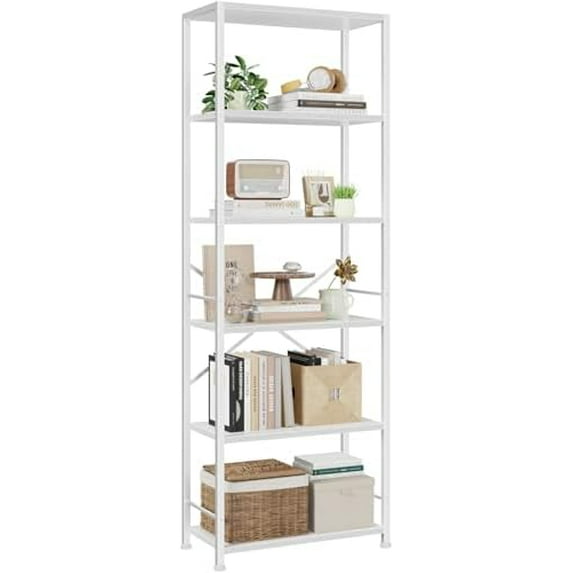 6 Tier Book Shelf, Tall Wide Bookshelf, Modern Open Bookcase, Display ...