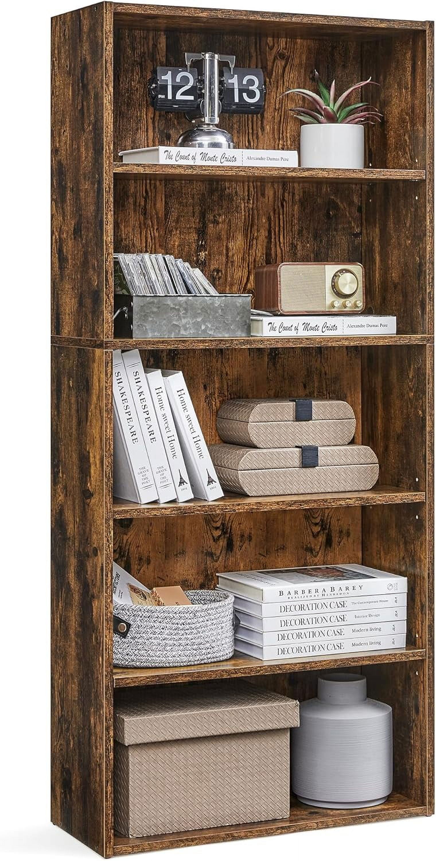 6 Tier Bookcase,63 Inch Tall Bookshelf Storage Wall Shelf Organizer ...