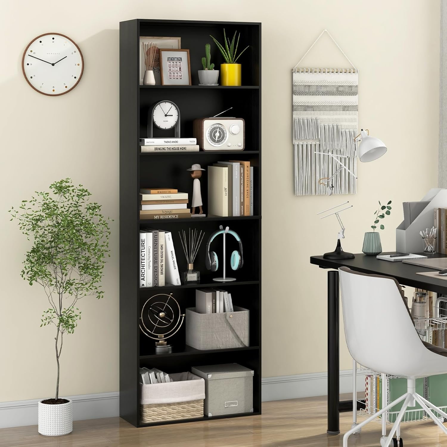 6 Tier Bookcase, Tall Bookshelves and Bookcases, Vertical Bookshelf ...