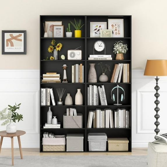 6-Tier Bookcase, Wooden Bookshelves and Bookcases, Floor Standing Open ...