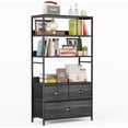 6 Tier Bookshelf, 47-Inch Small Bookcase with 3 Fabric Storage Drawers ...