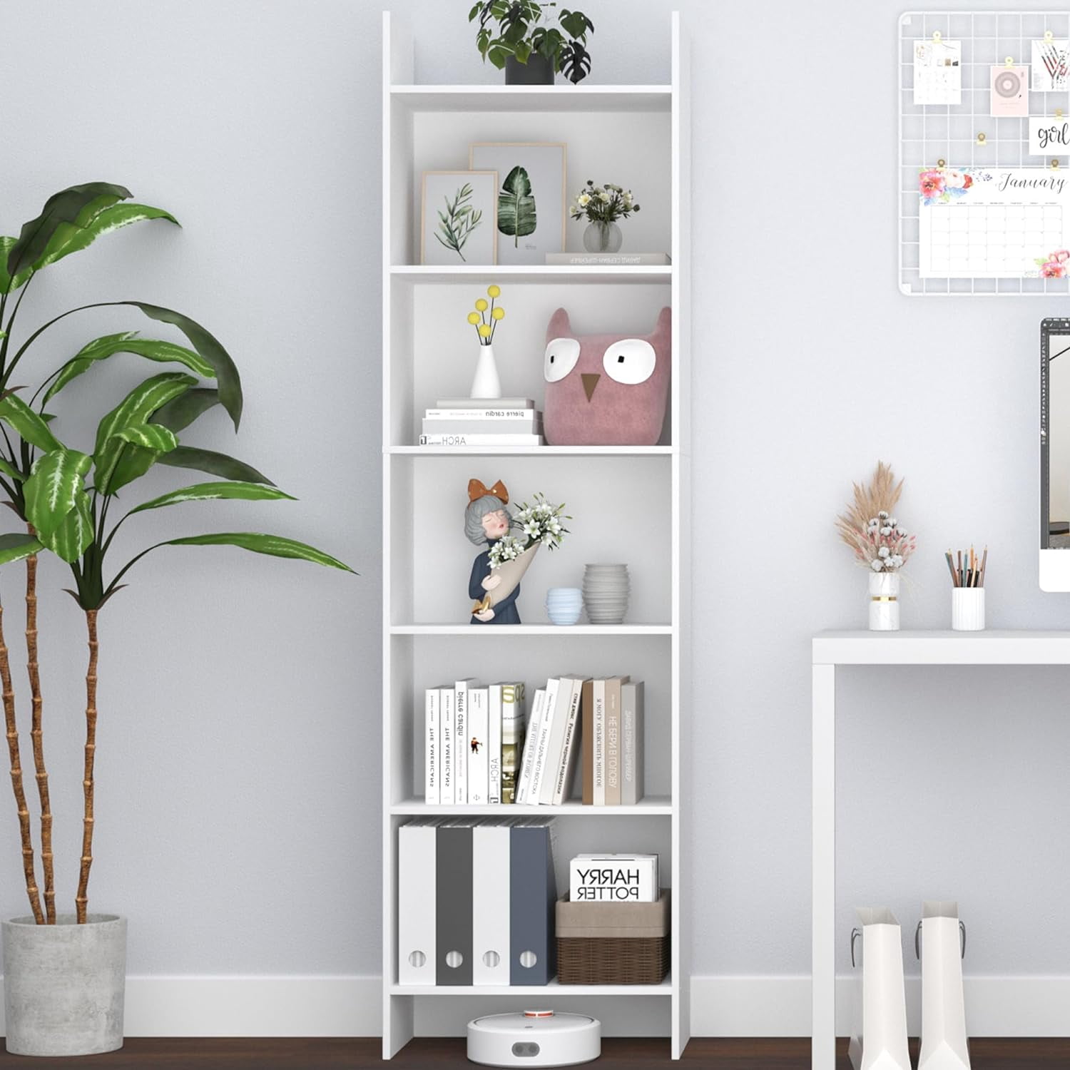 6-Tier Bookshelf, 66.9 Inches Floor Standing Bookcase, Display Storage ...