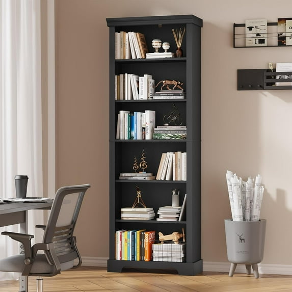 6-Tier Bookshelf, 73 inch Tall Bookcase with 2 Adjustable Shelves, Book ...