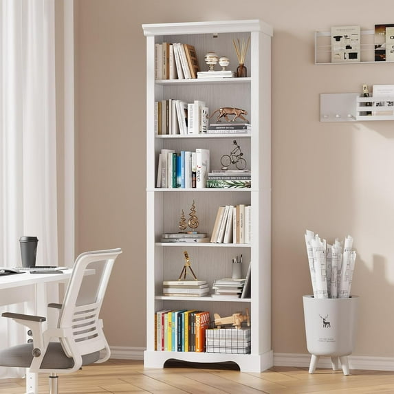 6-Tier Bookshelf, 73 inch Tall Bookcase with 2 Adjustable Shelves, Book ...