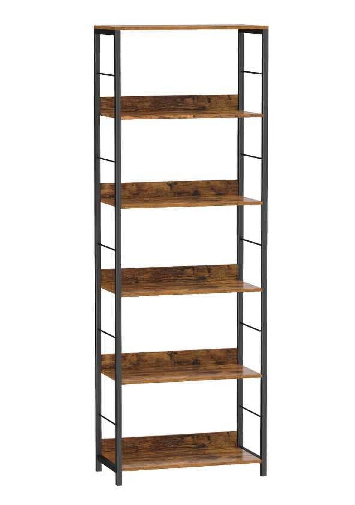 Industrial-Strength 6-Tier Metal Bookshelf, Reinforced Back Panels & Heavy-Duty Frame, Multi ...