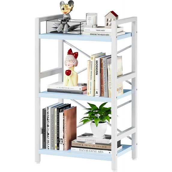 6 Tier Bookshelf Industrial Bookcase with 8 Hooks Vintage Storage Rack ...