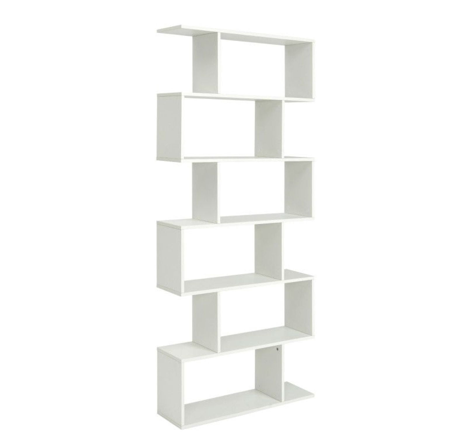 6 Tier Bookshelf S-Shaped Bookcase - Display Shelf Storage - Z-Shelf ...