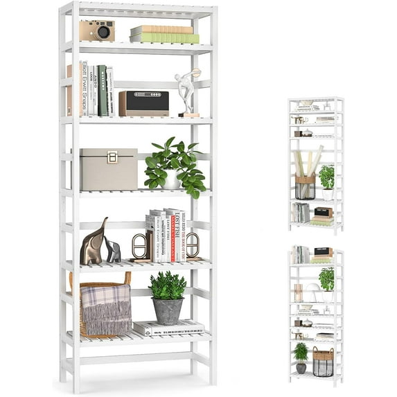 6-Tier Bookshelves and Bookcases, Adjustable 63.4"Tall Shallow Book ...