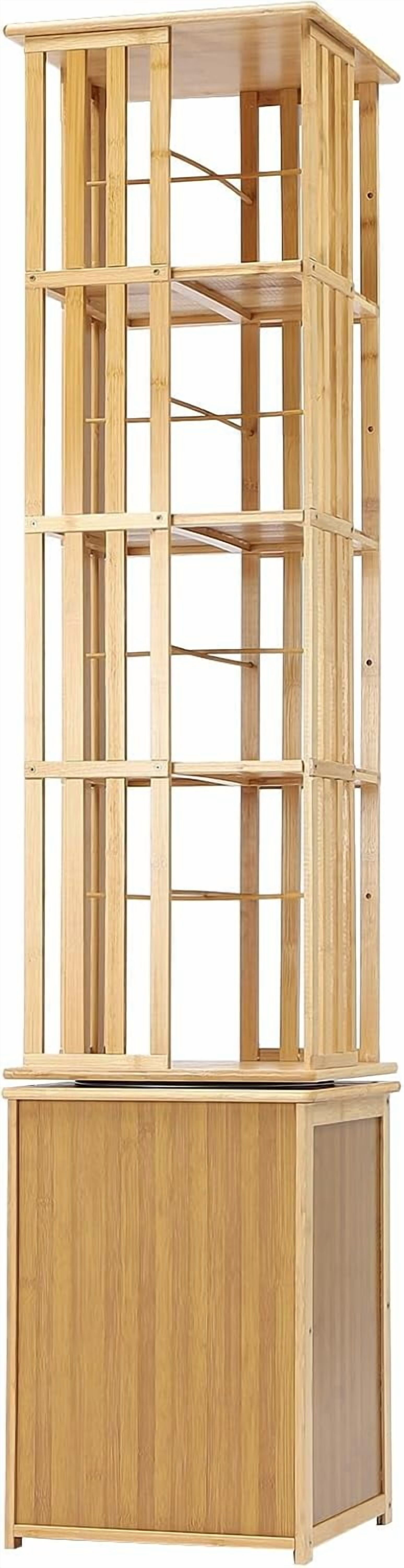 6-Tier Corner Bamboo Book Shelf 360° Rotating Storage Display Rack ...