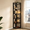 6-Tier Corner Bookshelf Space-Saving Vertical Display Storage Rack with ...