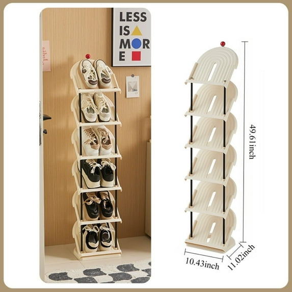 6-Tier Corner Cream Style Vertical Shoe Rack Organizer for Small Space ...