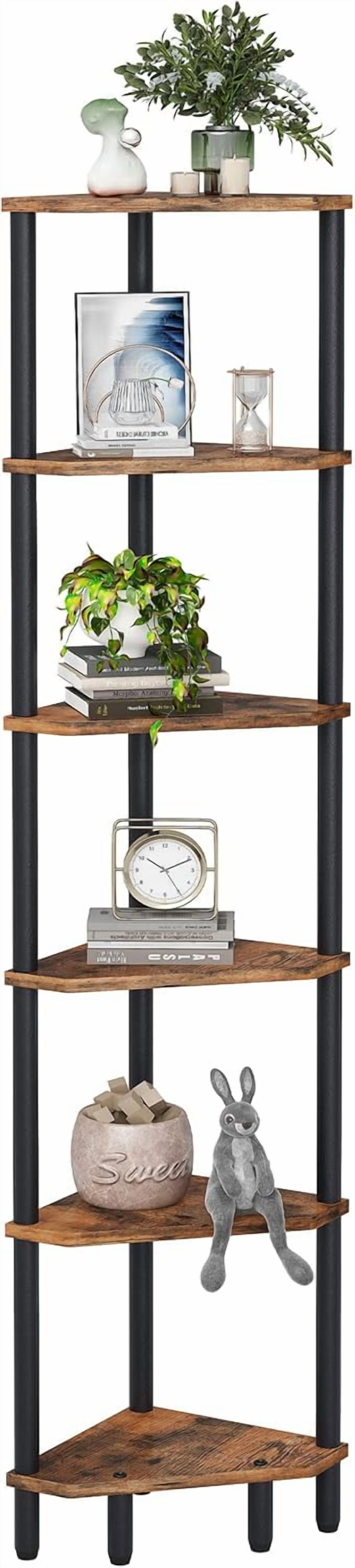 6 Tier Corner Shelf, 66.5'' Tall Standing Shelf, Narrow Display Shelf ...