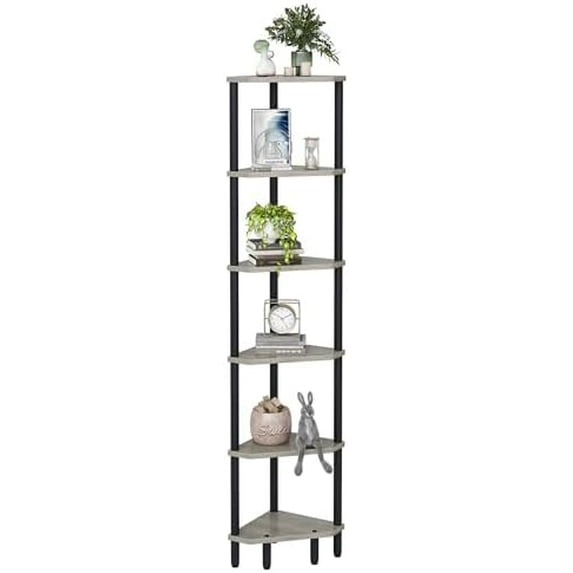 6 Tier Corner Shelf, 66.5'' Tall Standing Shelf, Narrow Display Shelf ...