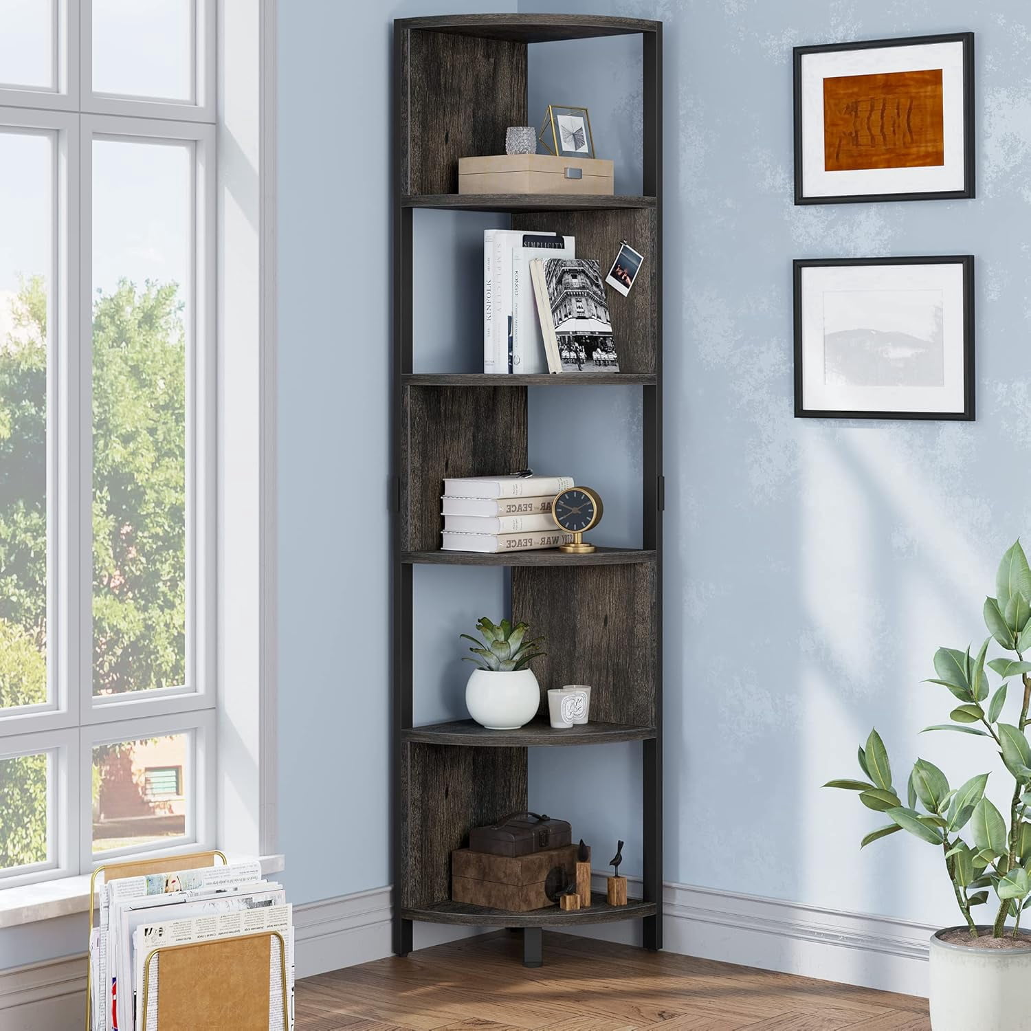 6-Tier Corner Shelf, 68.8" Tall Industrial Free Standing Corner ...