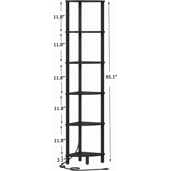 6-Tier Corner Shelf with LED Light, Industrial Corner Ladder Shelf ...
