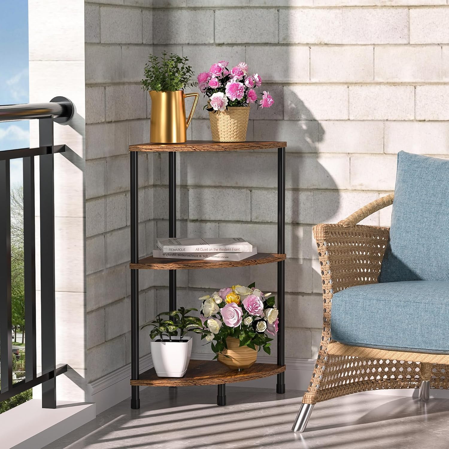 6 Tier Corner Shelf Stand, 54.4" Kitchen Shelf Organizer with Metal ...