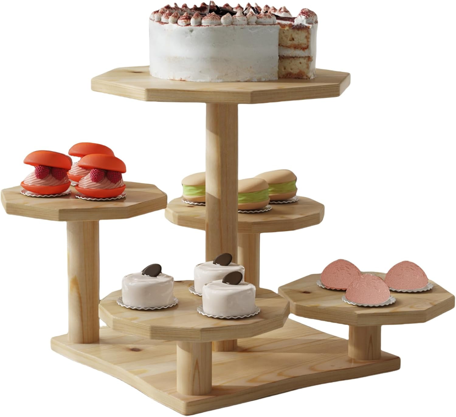 6 Tier Cupcake Stand,Cupcake Stand for 50 Cupcakes, Wooden Cake Stand ...