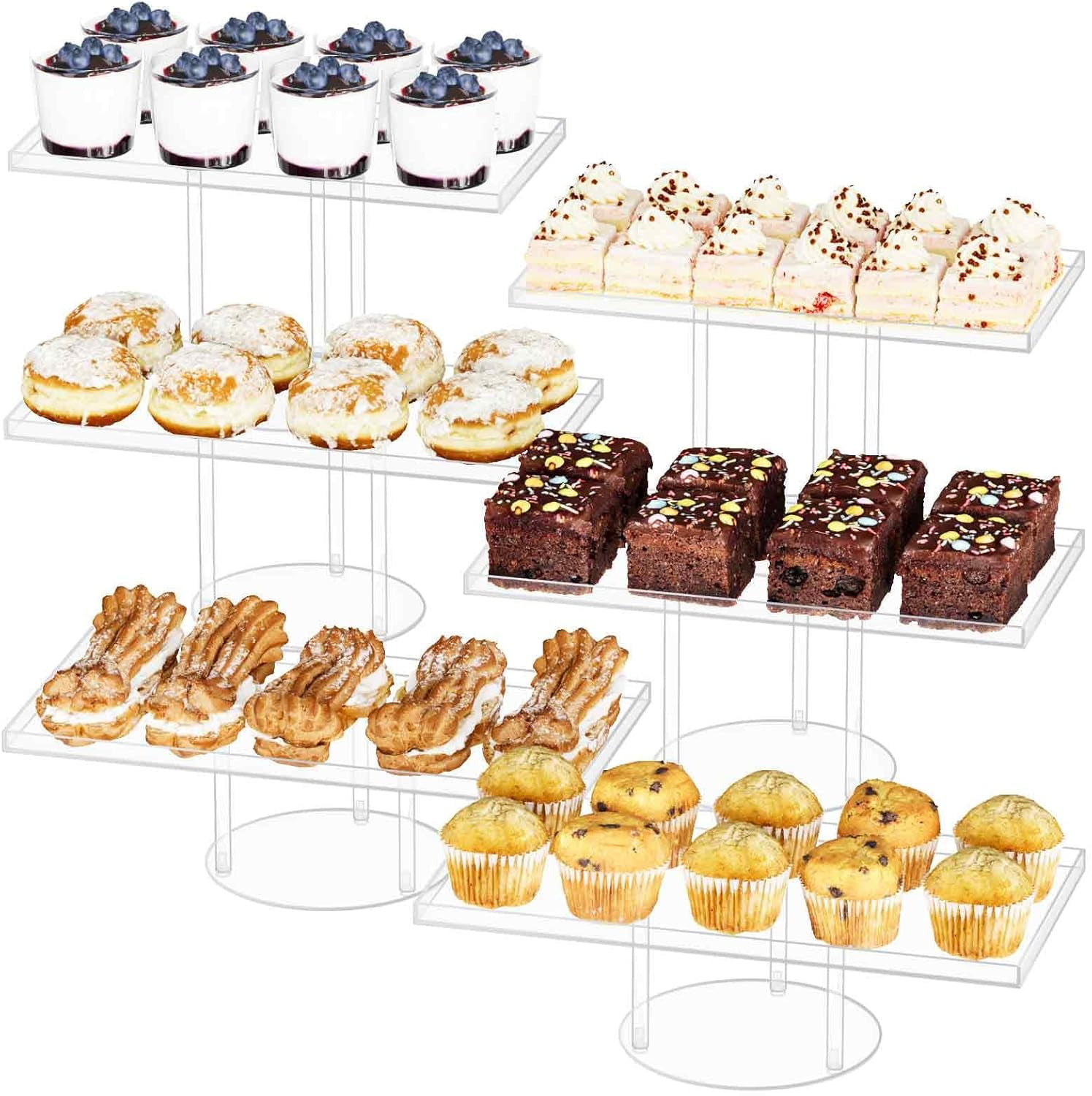 6 Tier Dessert Table Display Set, Clear Acrylic Cupcake Stand Buffet ...