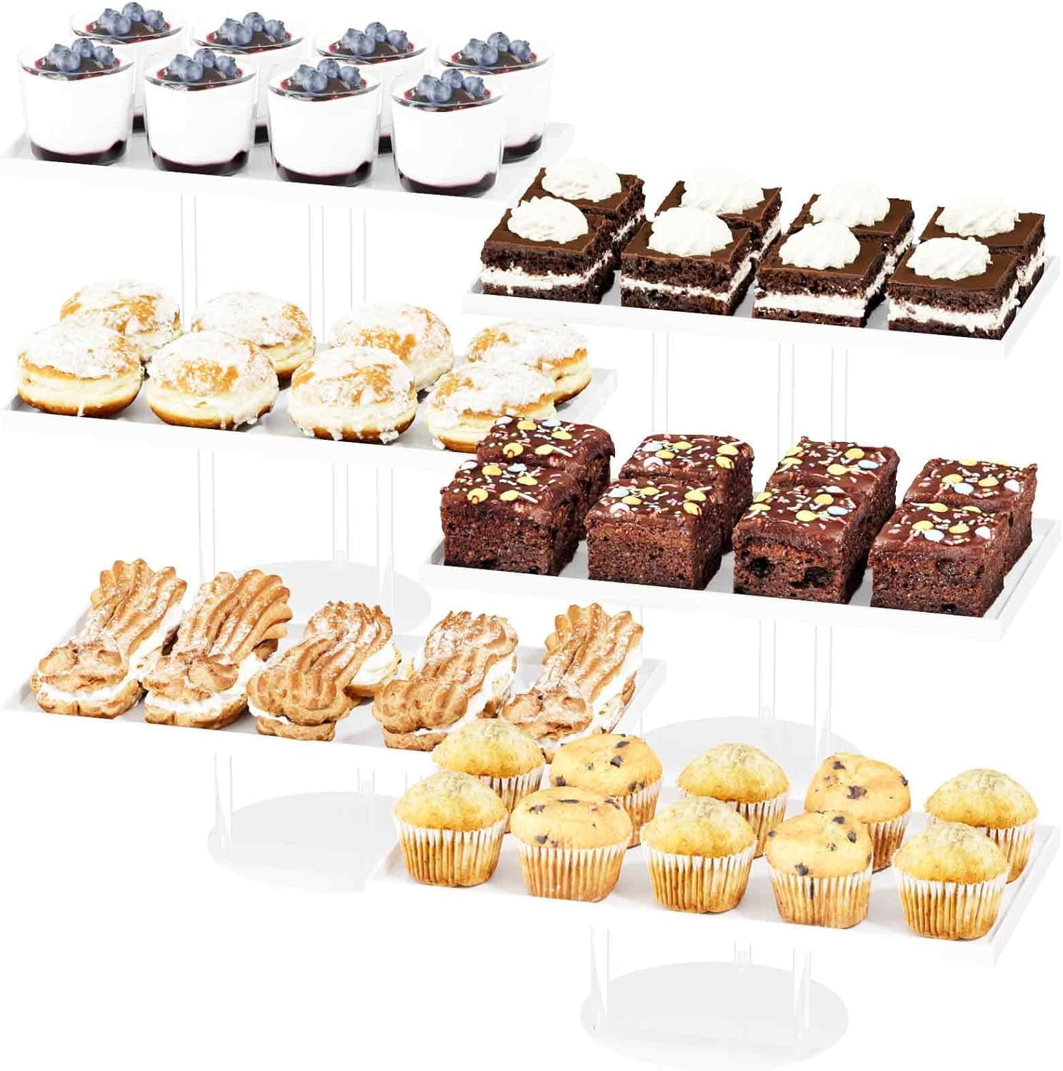 6 Tier Dessert Table Display Set, White Acrylic Cupcake Stand Buffet ...