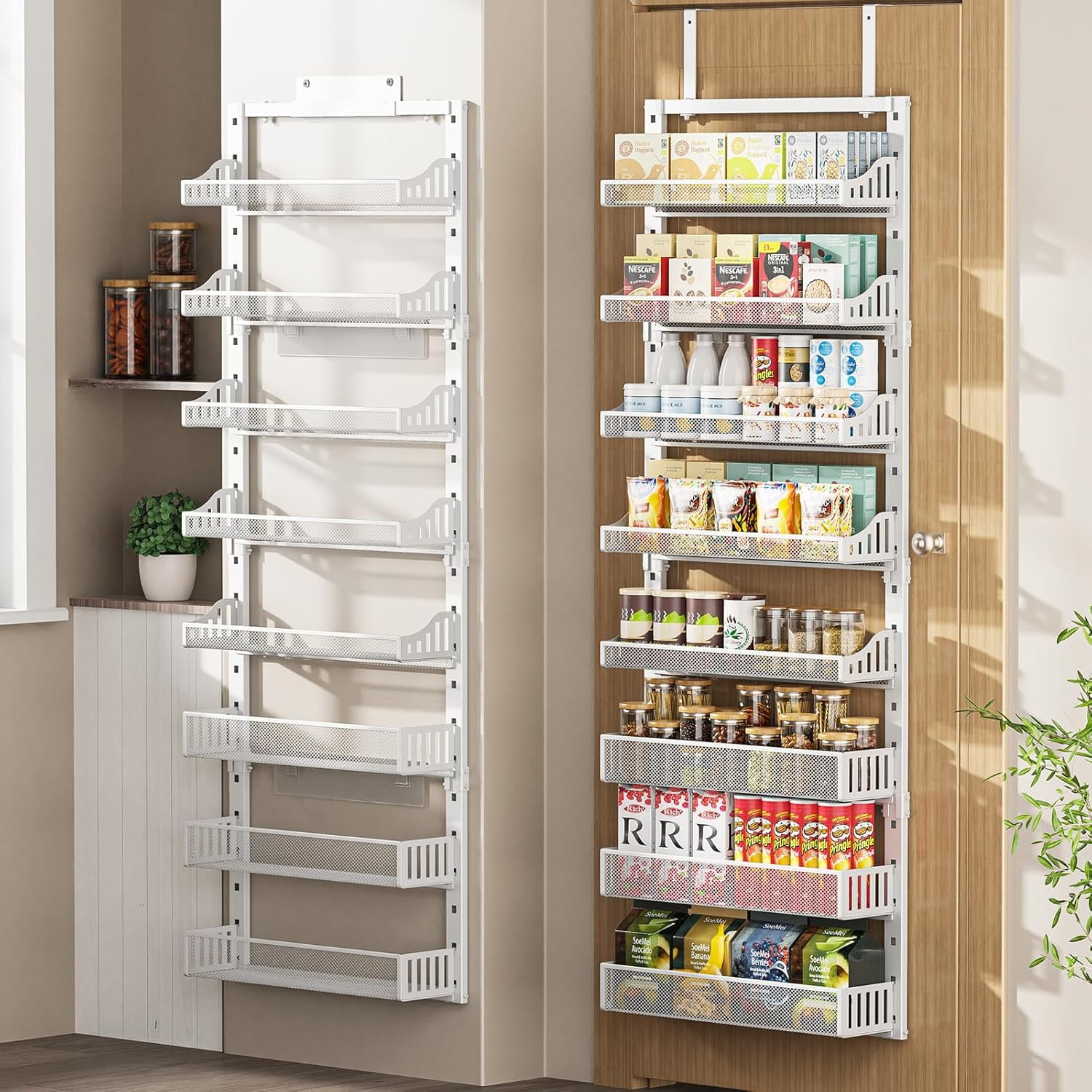 6-Tier Over The Door Pantry Organizer, 2 in 1 Large Door Spice Rack ...
