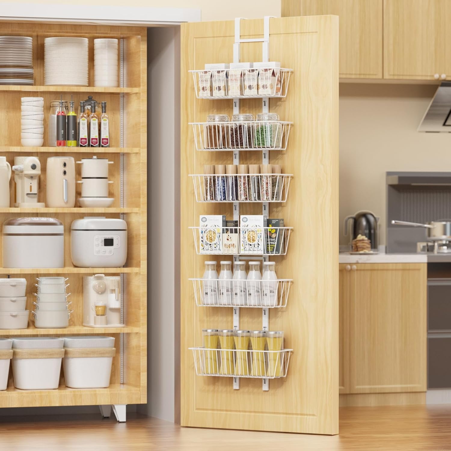 6 Tier Over the Door Pantry Organizer, Over the Door Spice Rack with ...