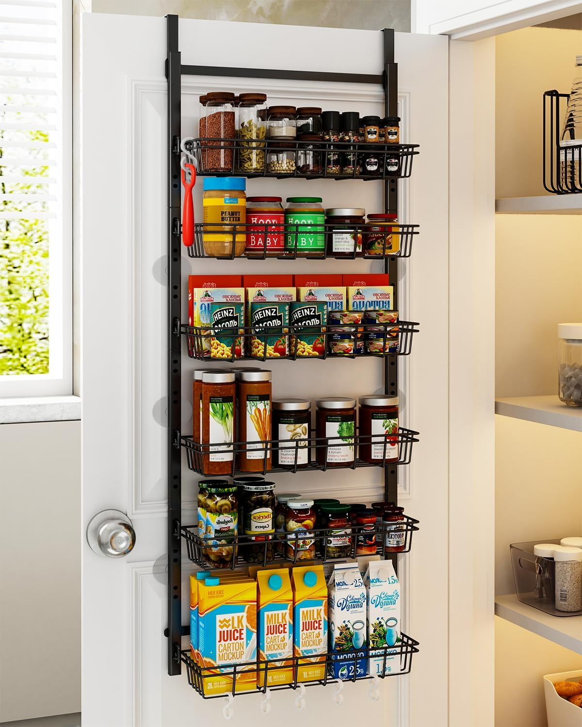6-Tier Over The Door Pantry Organizer, Metal Over The Door Organizer ...