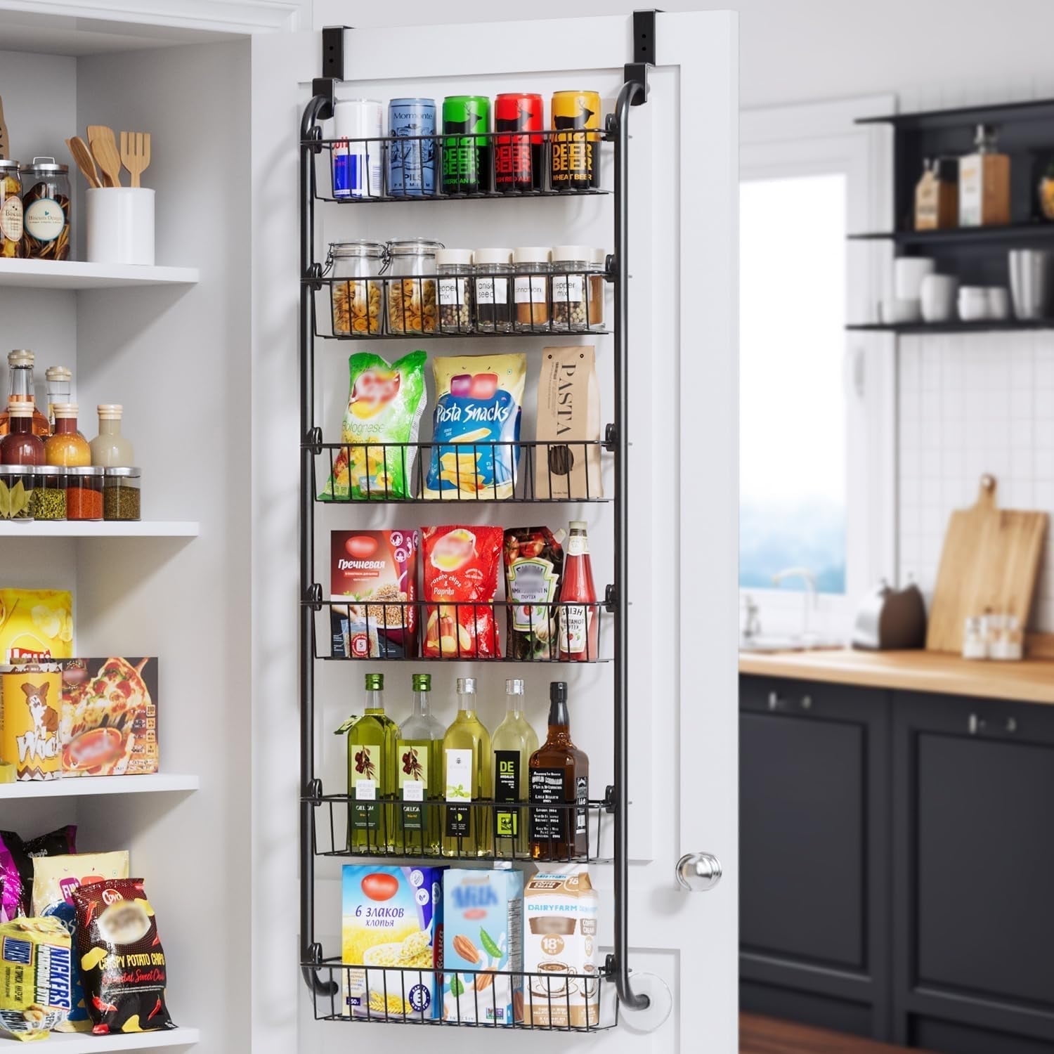 6-Tier Over the Door Pantry Organizer, Metal Pantry Organizers and ...