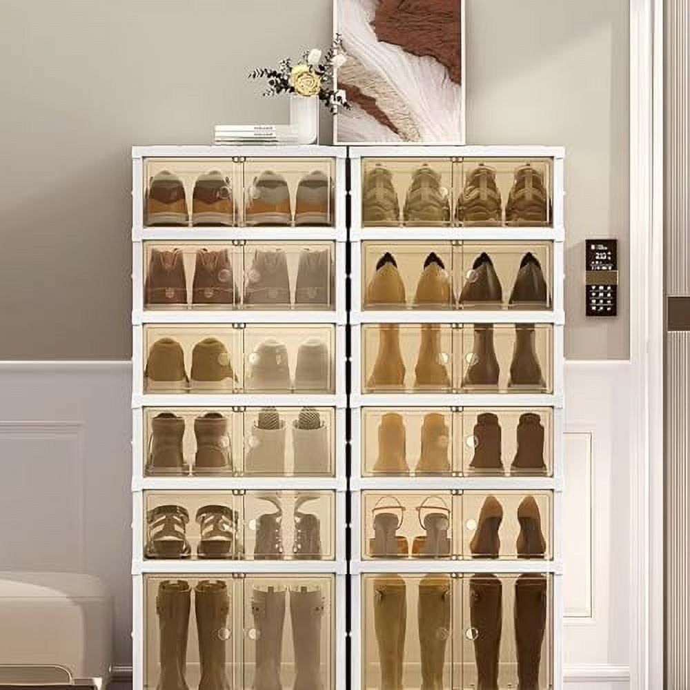 6 Tier Easy Assembly Collapsible Shoe Cabinet Foldable Shoe Organizer ...