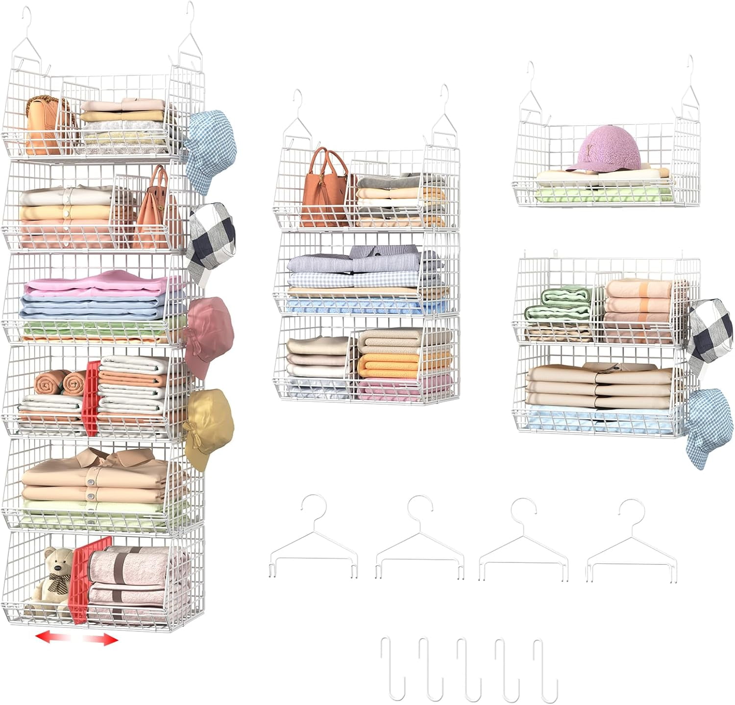 6 Tier Extra Long Hanging Hanger with Dividers, Oversized Closet ...
