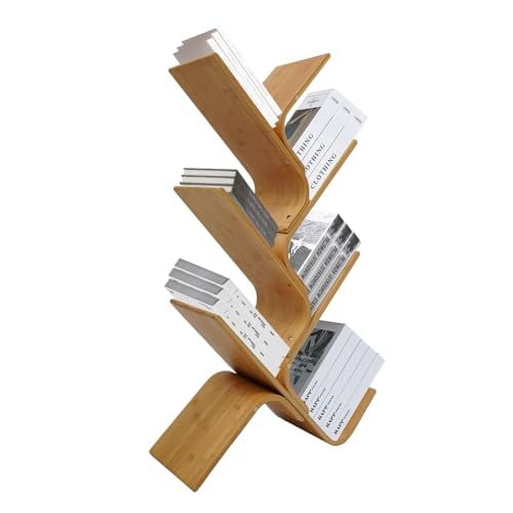 6-Tier Floor Bamboo Tree Bookshelf, 23.2*8.3*42.5 Inches Modern ...