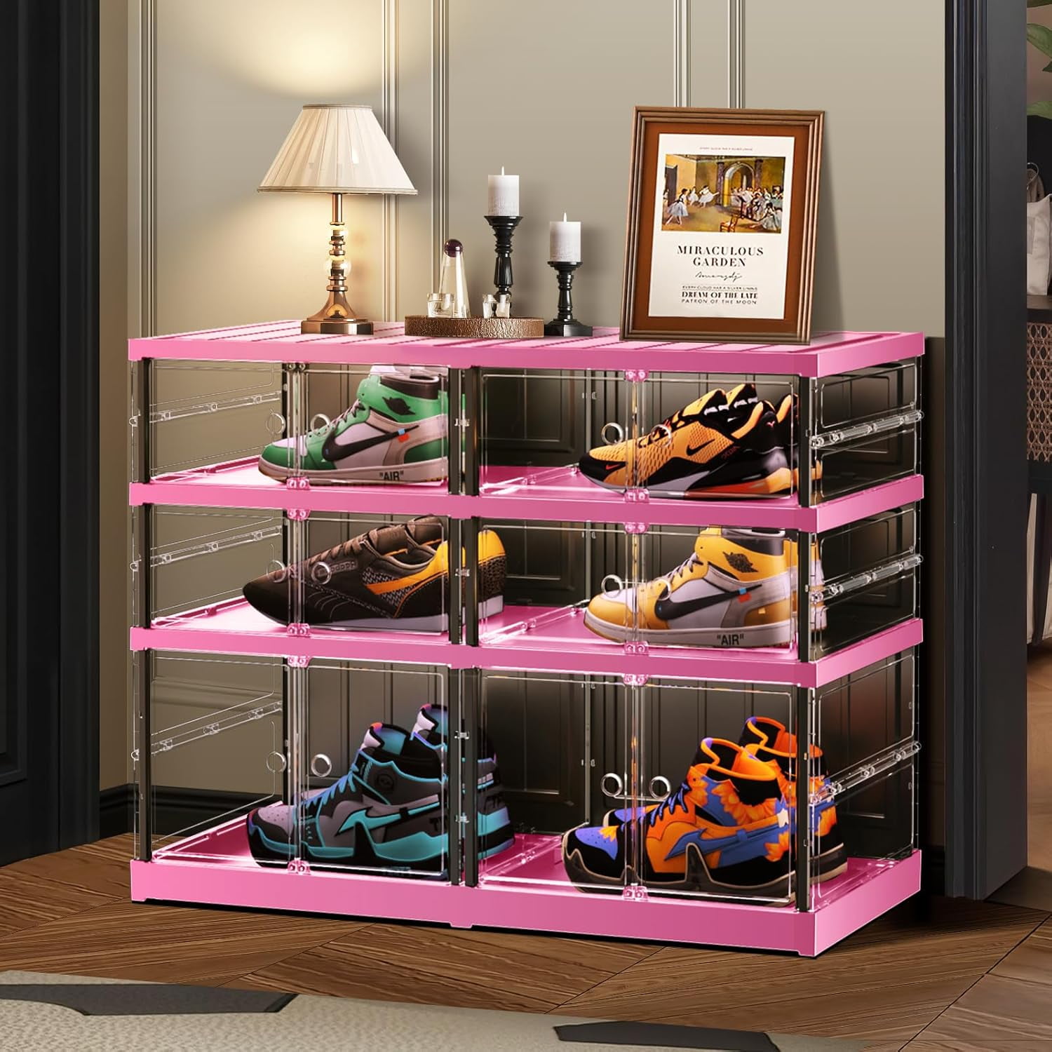 6-Tier Foldable Shoe Rack for Closet Entryway 12-24Pairs Stackable ...
