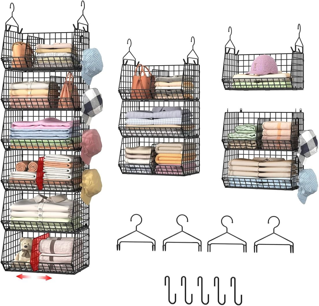 6 Tier Folding Hanging Closet Hanger,Hanging Storage Organizer with ...