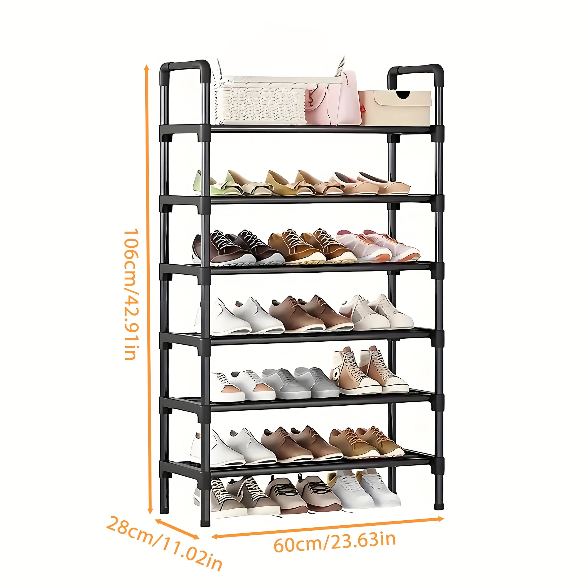 6-Tier Freestanding Metal Shoe Rack - Space Saving, Easy to Assemble ...