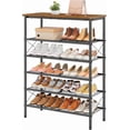 6 Tier Freestanding Shoe Rack for 20-24 Pairs, X Frame Metal Mesh ...