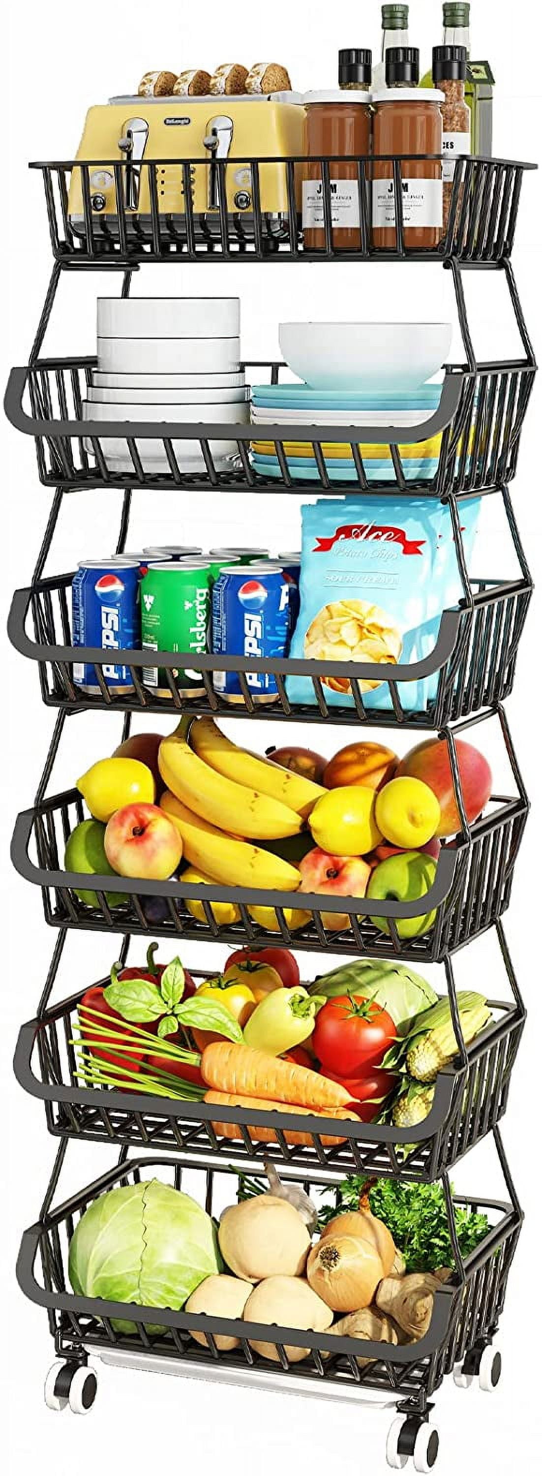 6 Tier Fruit Basket for Kitchen, Fruit and Vegetable Storage Cart ...
