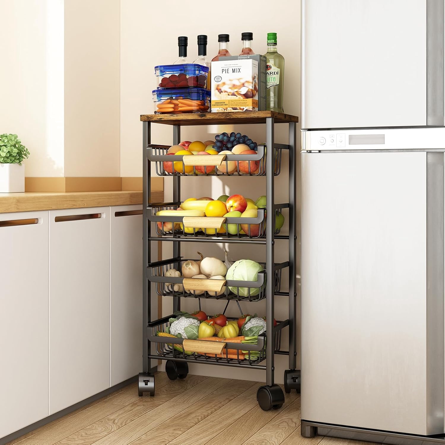 6 Tier Fruit Vegetable Basket for Kitchen Fruit Vegetable Storage Cart ...