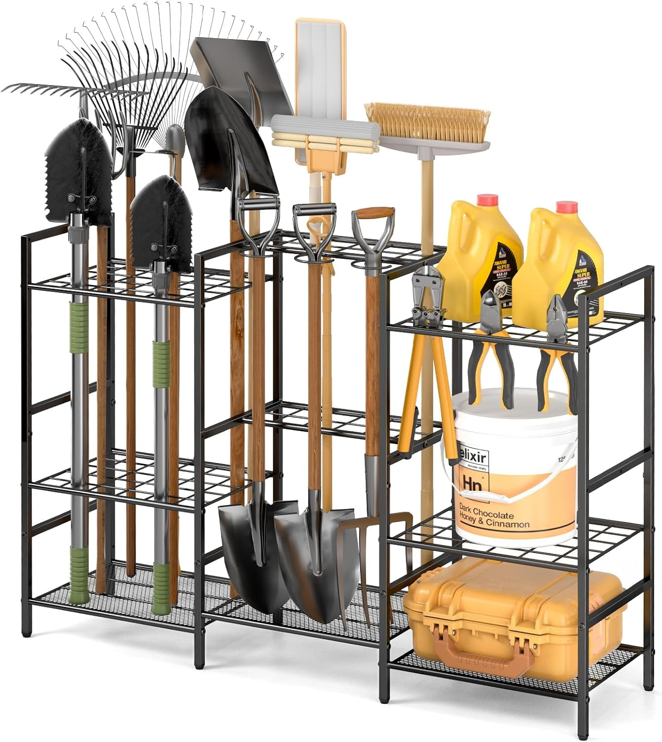 6-Tier Garden Tool Organizer for Outdoor Storage, Yard Tool Rack for ...