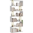 6 Tier Geometric Bookcase,S Shaped Bookshelf, Wood Decorative Storage ...