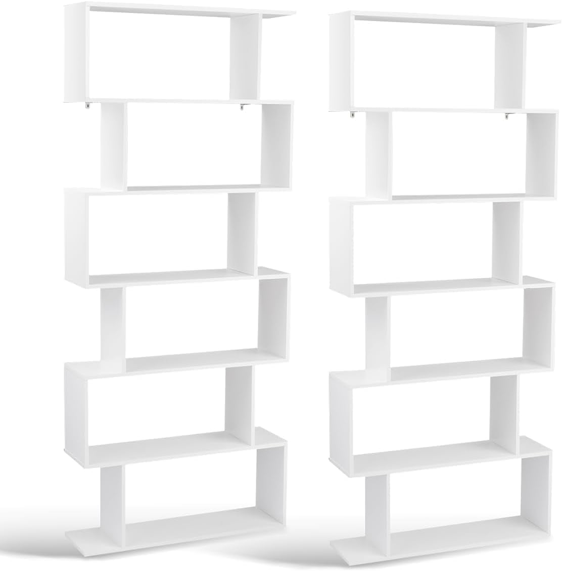 6-Tier Geometric Bookcase S-Shaped Storage Display Bookshelf for Living ...