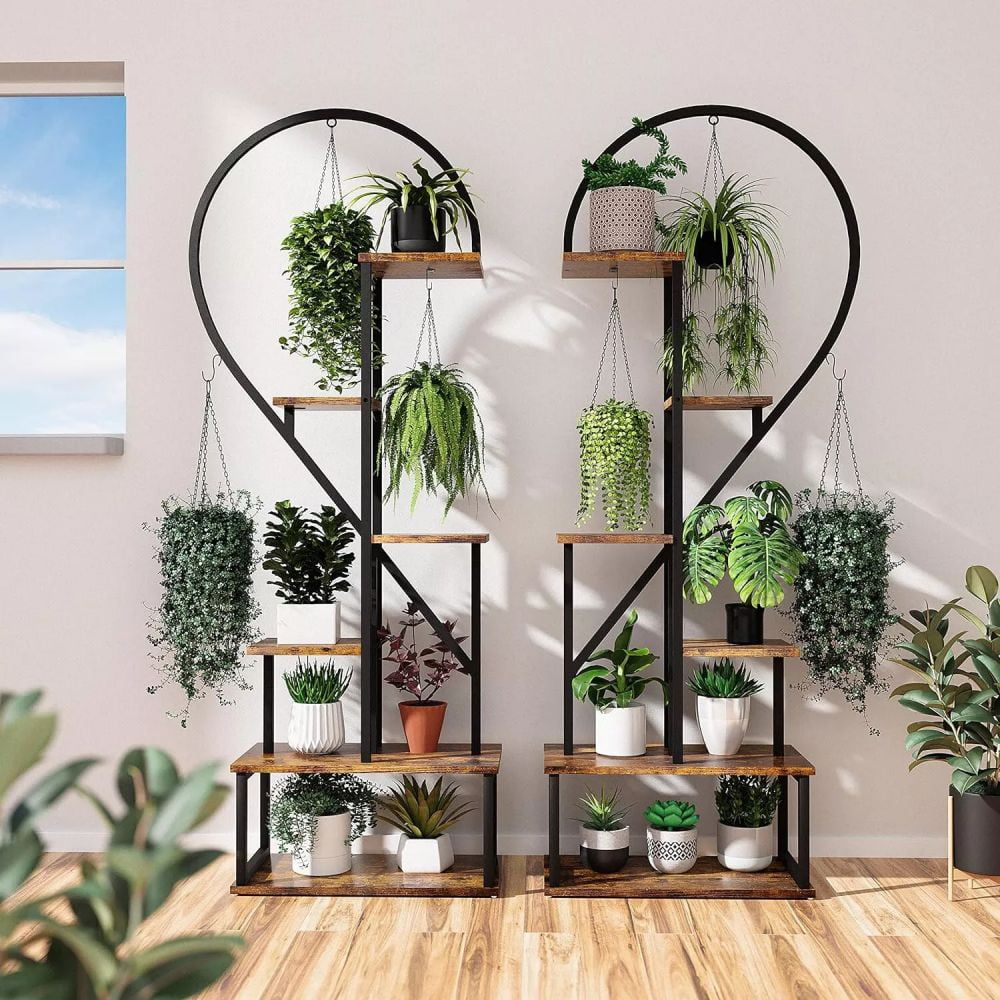 6 Tier Half-Heart shaped Tall Plant Stand Display Shelf Basket Pot ...