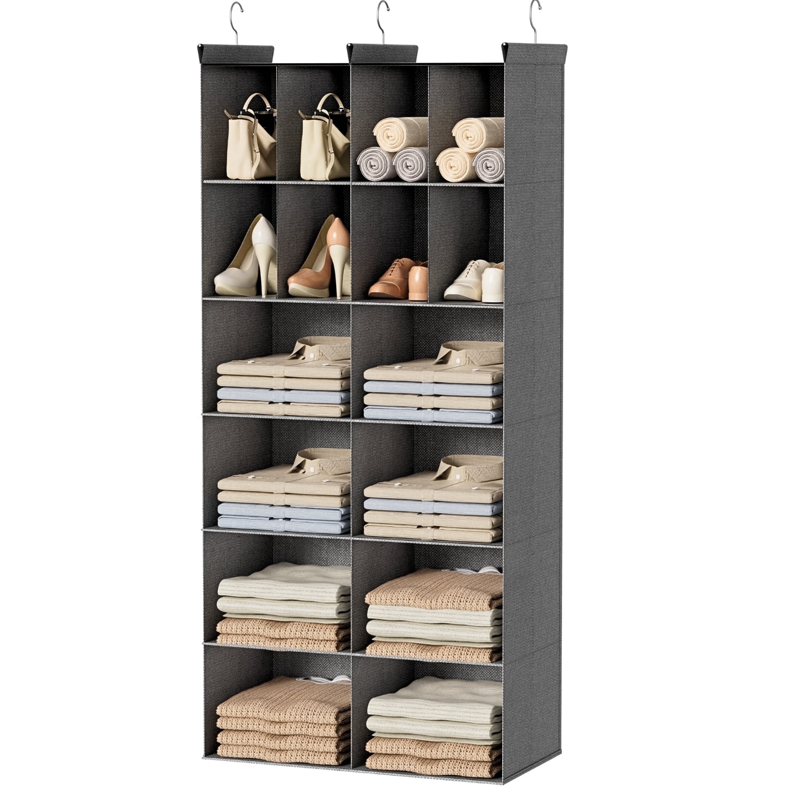 6 Tier Hanging Closet Organizer, 16 Compartments Sweater Organizer for ...