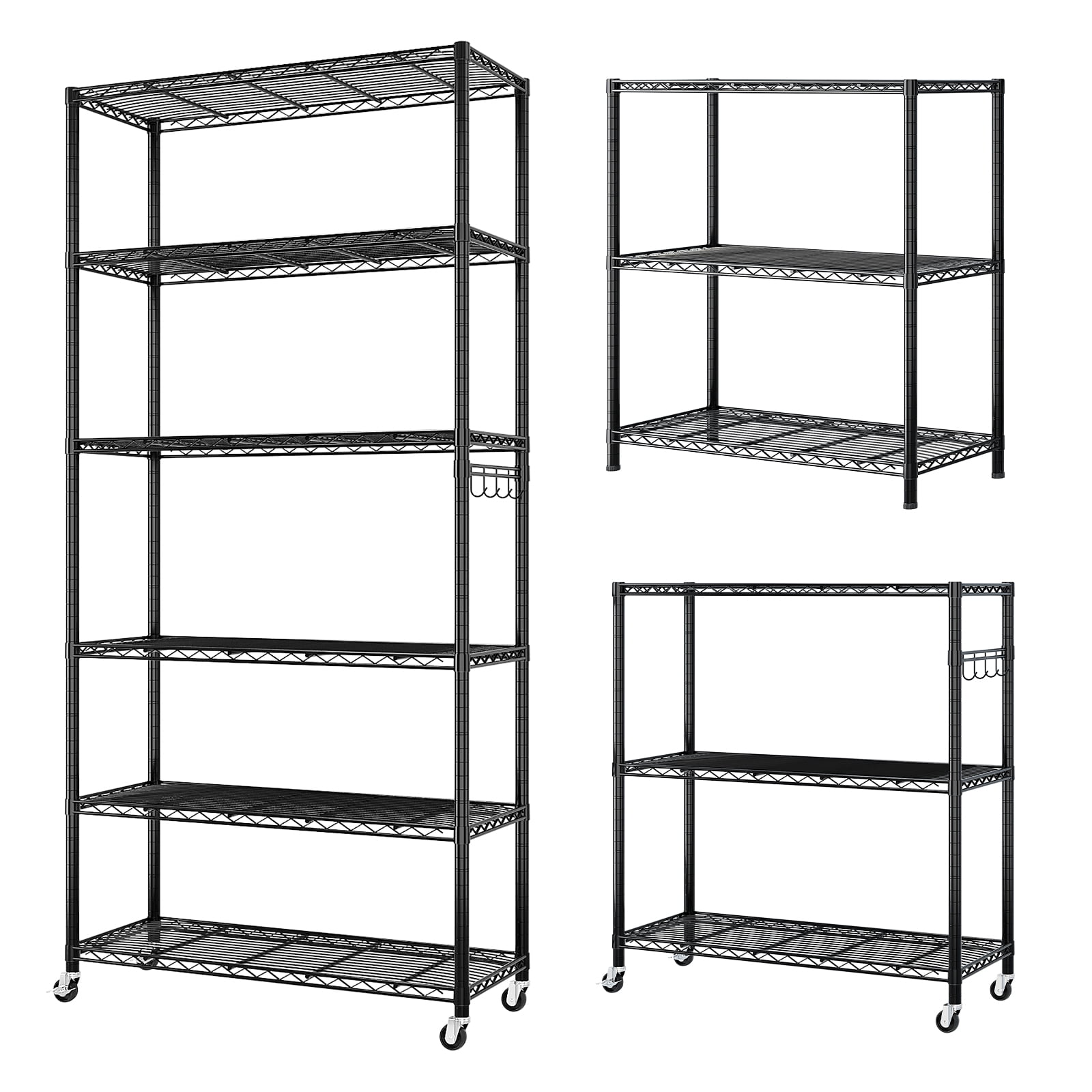 6-Tier Heavy-Duty Adjustable Storage Shelf with Wheels & Leveling Feet ...