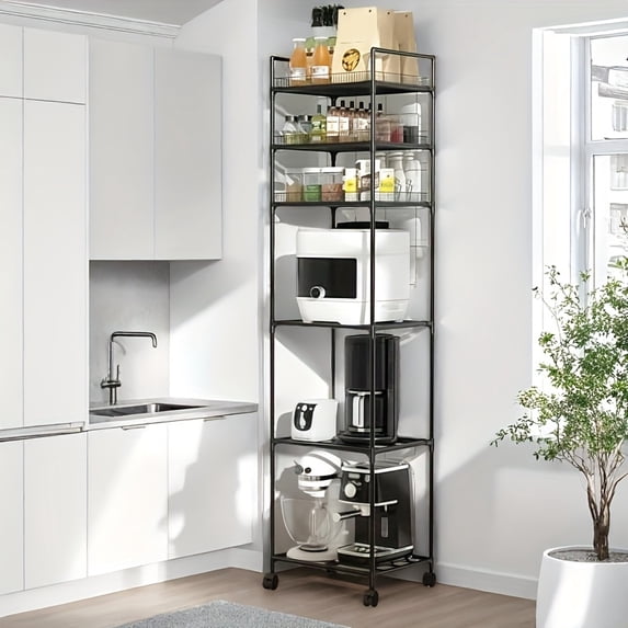 6-Tier Heavy-Duty Metal Rolling Storage Shelf | No-Tool Assembly ...